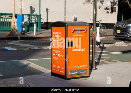 A NYC Smart Compost bin on a street in Upper Manhattan, New York City ...