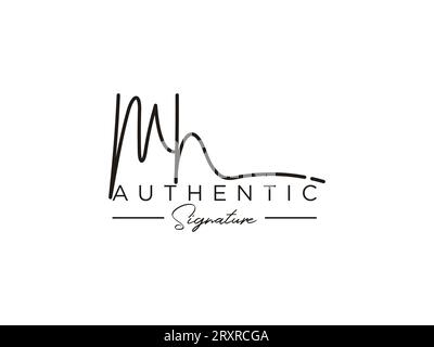 M H MH Initial letter handwriting and signature logo. A concept ...