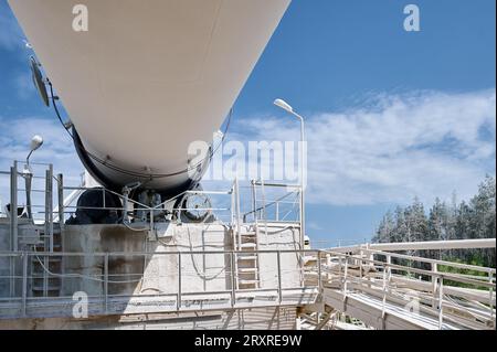Limestone burning rotary furnace as pipe at industrial plant Stock ...