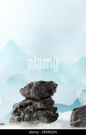 Nature background branches and rocks for product display, hi res photo ...