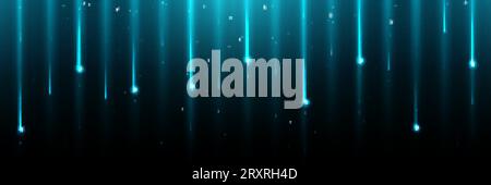 Star shower - shining comet rain horizontal border with blue path ...