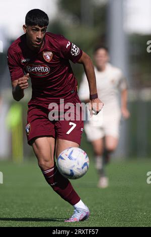 Zanos Savva of Torino FC U19 looks on during the Primavera 1 football ...