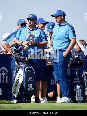 Duane Bock, caddie for Team Europe's Sepp Straka at the Marco Simone ...