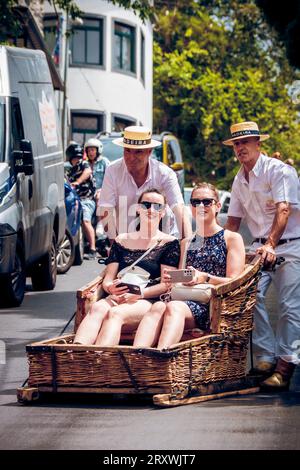 Monte sledges for the Toboggan ride in Funchal, Madeira, Portugal Stock ...