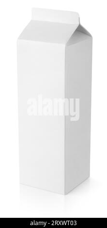 Blank milk carton package isolated on white background with clipping ...