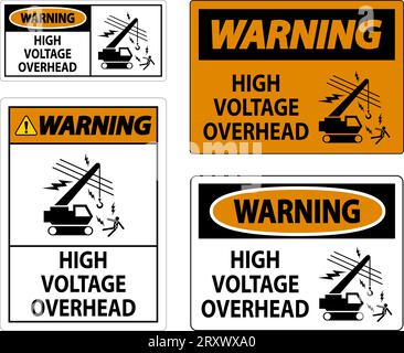 Warning Sign High Voltage Overhead Stock Vector Image & Art - Alamy