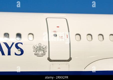 Emergency exit, Airbus A321 Stock Photo - Alamy
