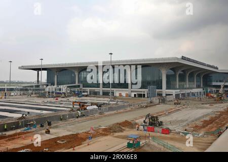 Dhaka, Bangladesh - September 26, 2023: Work on the third terminal of ...