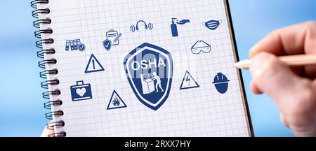 Hand drawing osha concept on a notepad Stock Photo - Alamy
