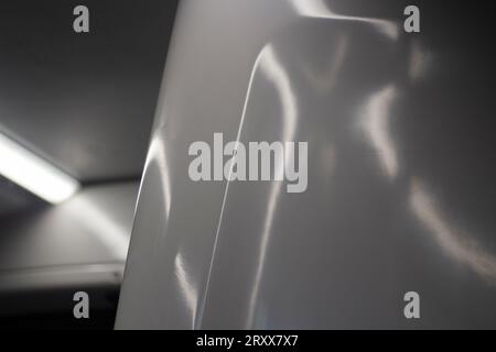 Plastic inside the bus. Panels in the bus. The interior of public ...