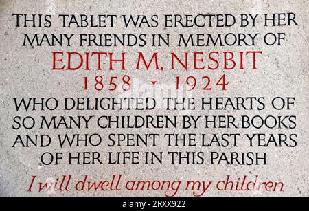 Memorial to the children's author E Nesbit. She died on 4th May 1924 ...