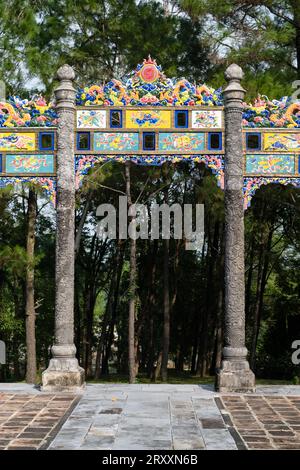 Colourful tiled archway at Dong Khanh Emperor Tomb, Huế, Vietnam Stock ...