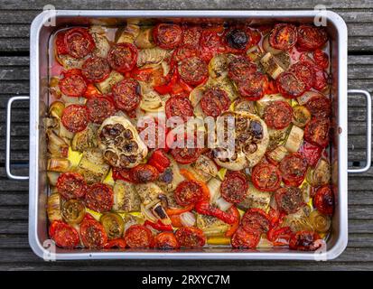 Oven vegetables, different types of vegetables are cooked in the oven ...