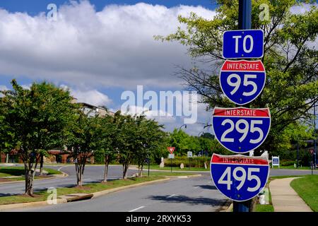 Highway signs to Interstates 95, 295, and 495 near Washington, DC Stock ...