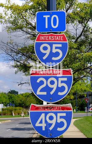 Highway signs to Interstates 95, 295, and 495 near Washington, DC Stock ...