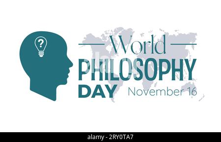 World Philosophy Day Vector Banner with Thinker and Philosophical ...