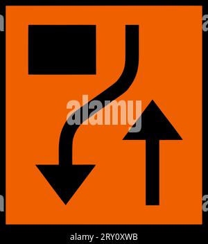 Temporary sign, Lane merges with oncoming traffic , Signs giving ...