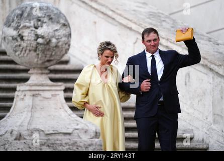 Shannon Hartley partner of Team Europe's Robert MacIntyre during day ...