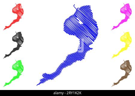 Lake Small Prespa (Albania, Greece, Hellenic Republic) map vector ...
