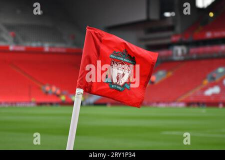 General view of the corner flag inside the stadium. UEFA Champions ...