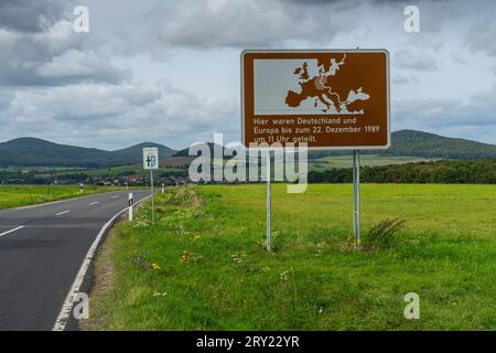 DDR border sign, Point Alpha Border Museum, Rasdorf/Geisa, Rhoen, Hesse ...