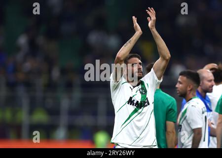 Domenico Berardi of US Sassuolo celebrates after scoring a goal during ...