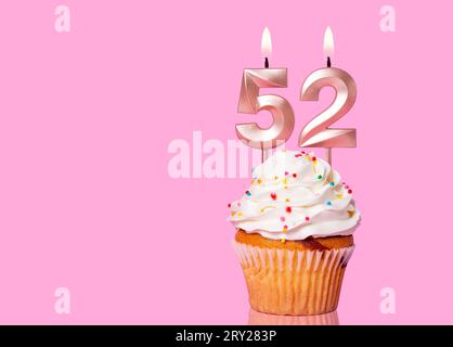 Birthday candle number 52 - Invitation card with orange background ...