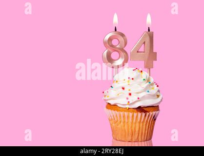 Birthday candle number 84 - Invitation card with orange background ...