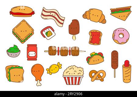 Kawaii French Fries Clipart - Adorable Fast Food Illustration Stock ...
