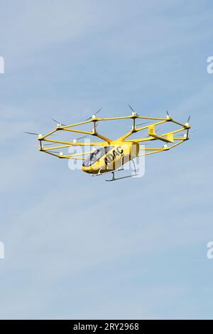 28 September 2023, Baden-Württemberg, Bruchsal: A Volocopter of the ...