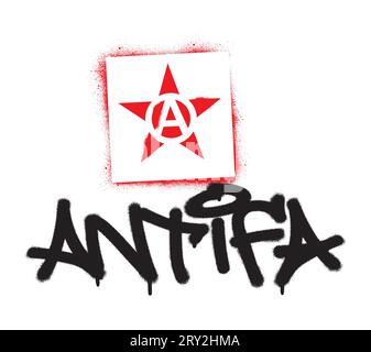 ''ANTIFA'' spray paint graffiti stencil. Common name for militant and ...