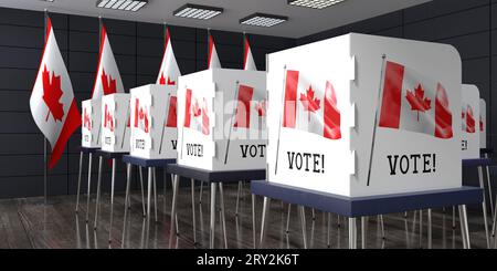 Canada - polling station with voting booths and ballot box - election ...