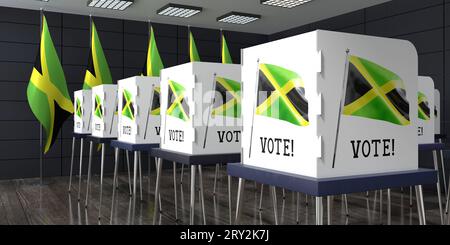 Jamaica - polling station with voting booths and ballot box - election ...