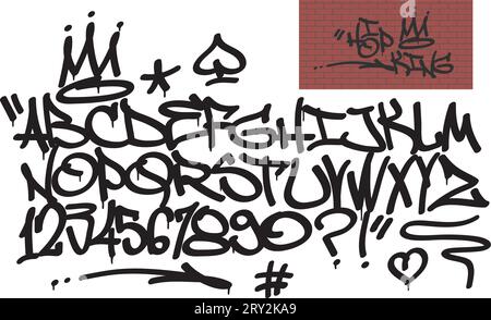 Spray graffiti tagging signs (spade, crown, stars, halo, arrow ...