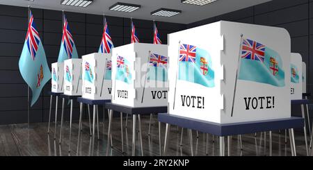Fiji - polling station with voting booths and ballot box - election ...