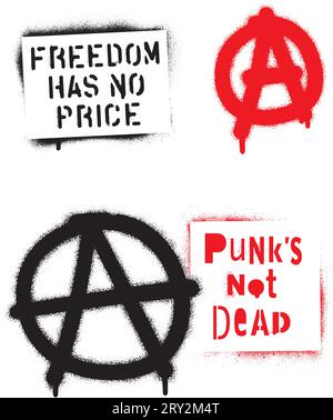 Punk spray graffiti stencils and signs of anarchy Stock Vector Image ...