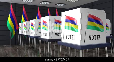 Mauritius - polling station with many voting booths - election concept ...
