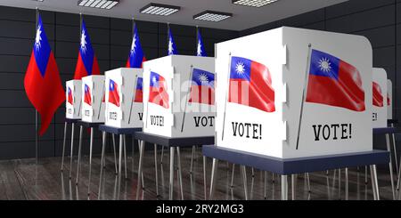Taiwan - polling station with voting booths and ballot box - election ...