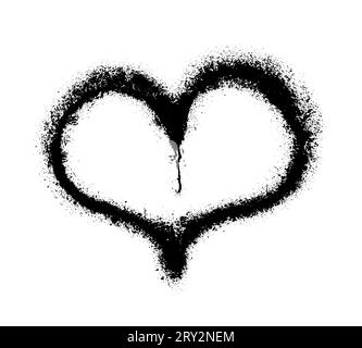 Spray painted heart. Fading graffiti paint. Black color hearts isolated ...