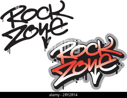 Rock n roll, spray graffiti tag. High voltage sign. Hand lettering ...