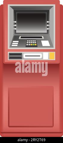 ATM cash withdrawal, cash machine buttons monitor tray, vector Stock ...