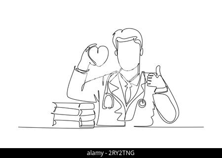 Heart with continuous line Stock Photo - Alamy