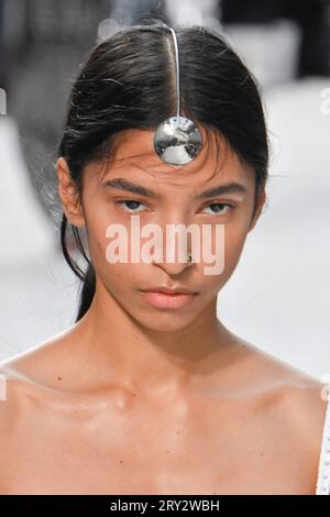 Model Tara Raani walks on the runway at the Casablanca fashion show ...