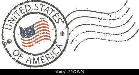 Postal grunge stamp 'United States of America'. White background Stock ...