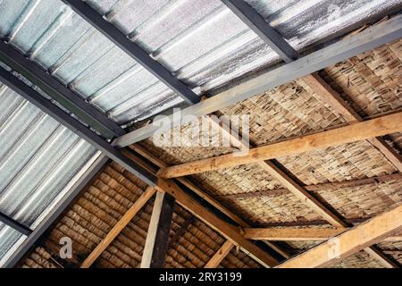 Thatched roof with ceiling covered with insulation combined. Aluminum ...