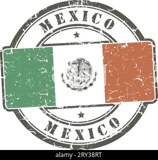 Mexico stamp. Travel red rubber stamp with the map of the country ...