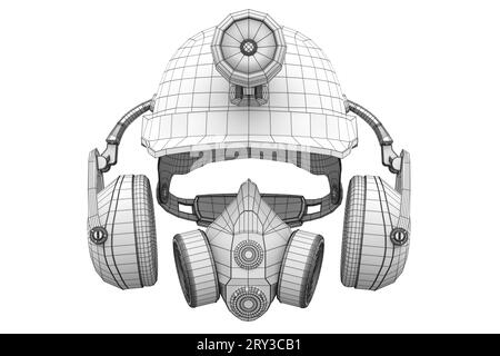 Protective blue earphones muffs isolated on a white background. 3d ...