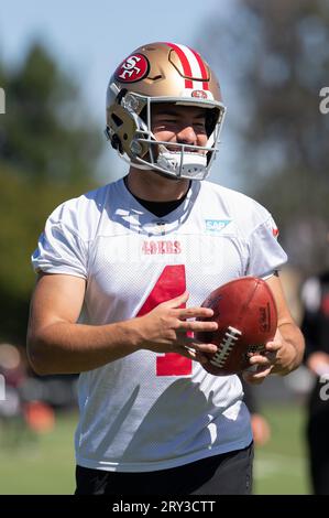 San Francisco 49ers center Jake Brendel (64) runs during the second ...