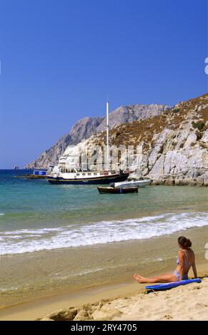 Ormos Stavrou Beach, Patmos Island, Dodecanese, Greece Stock Photo - Alamy