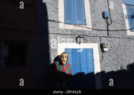 A reveler dressed as Botarga seen during the Botargas and Mascaradas ...